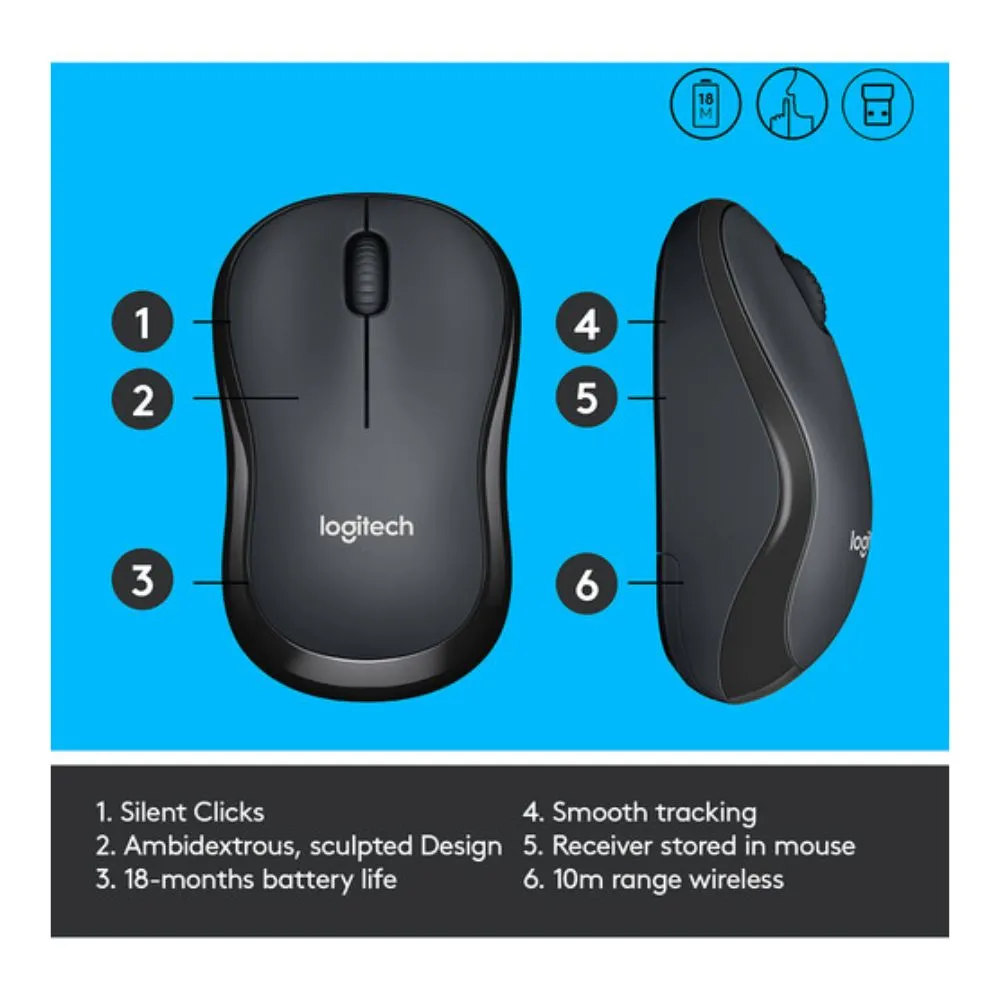 Logitech M220 SILENT Wireless Mouse (Black) - Lebanon